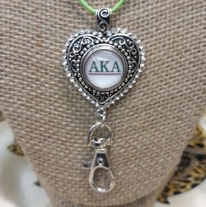 Jewelry | Alpha Kappa Alpha Necklace With Badge Holder | Poshmark